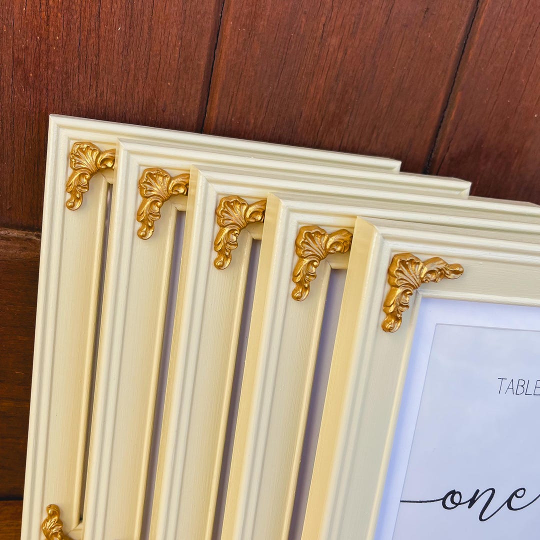 Set of 50 - Wedding 4x6 Table Frame W 3x5 Mat, Ivory W Gold Scroll ...