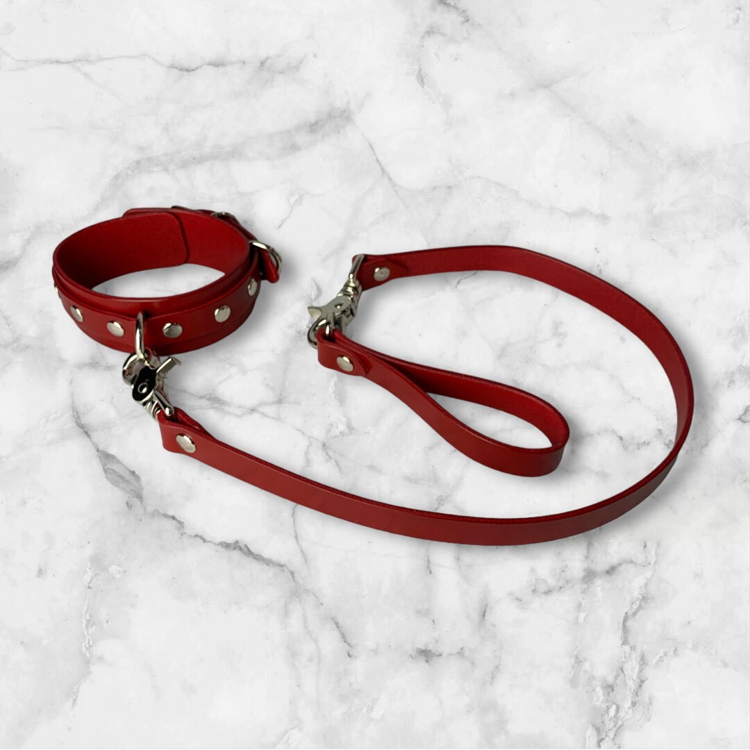 Bondage Collar and Leash Set – BDSM Slave Collar With Neck Restraint ...