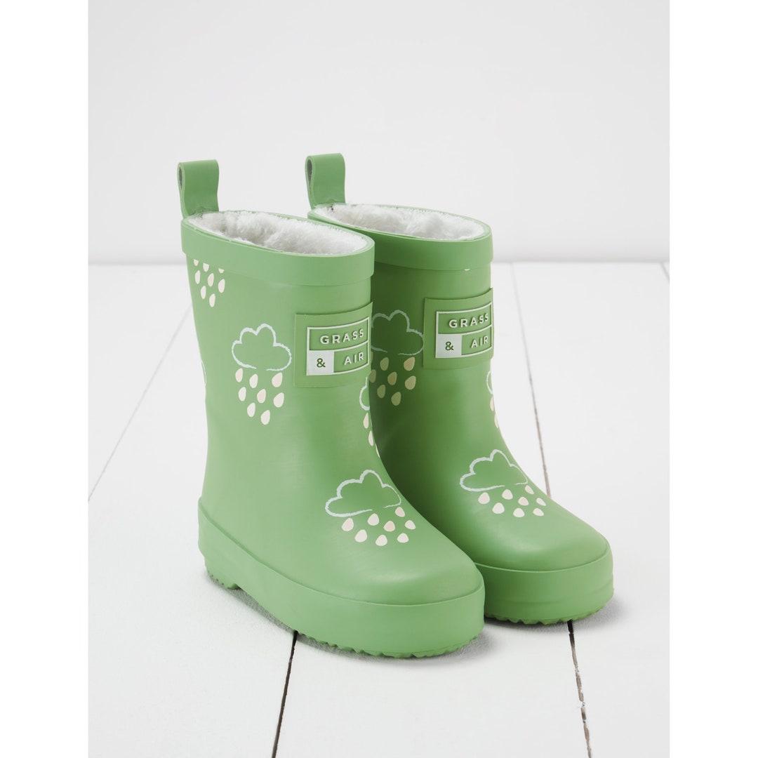 Olive Green Colour-changing Kids Wellies, Grass & Air Unisex Childrens ...