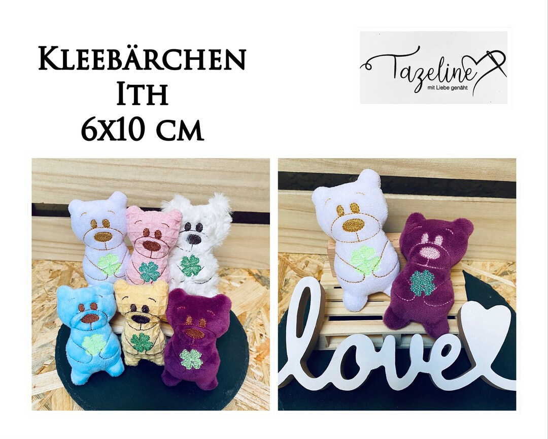 Embroidery File Clover Bears Ith 6 X 10 Cm - Etsy