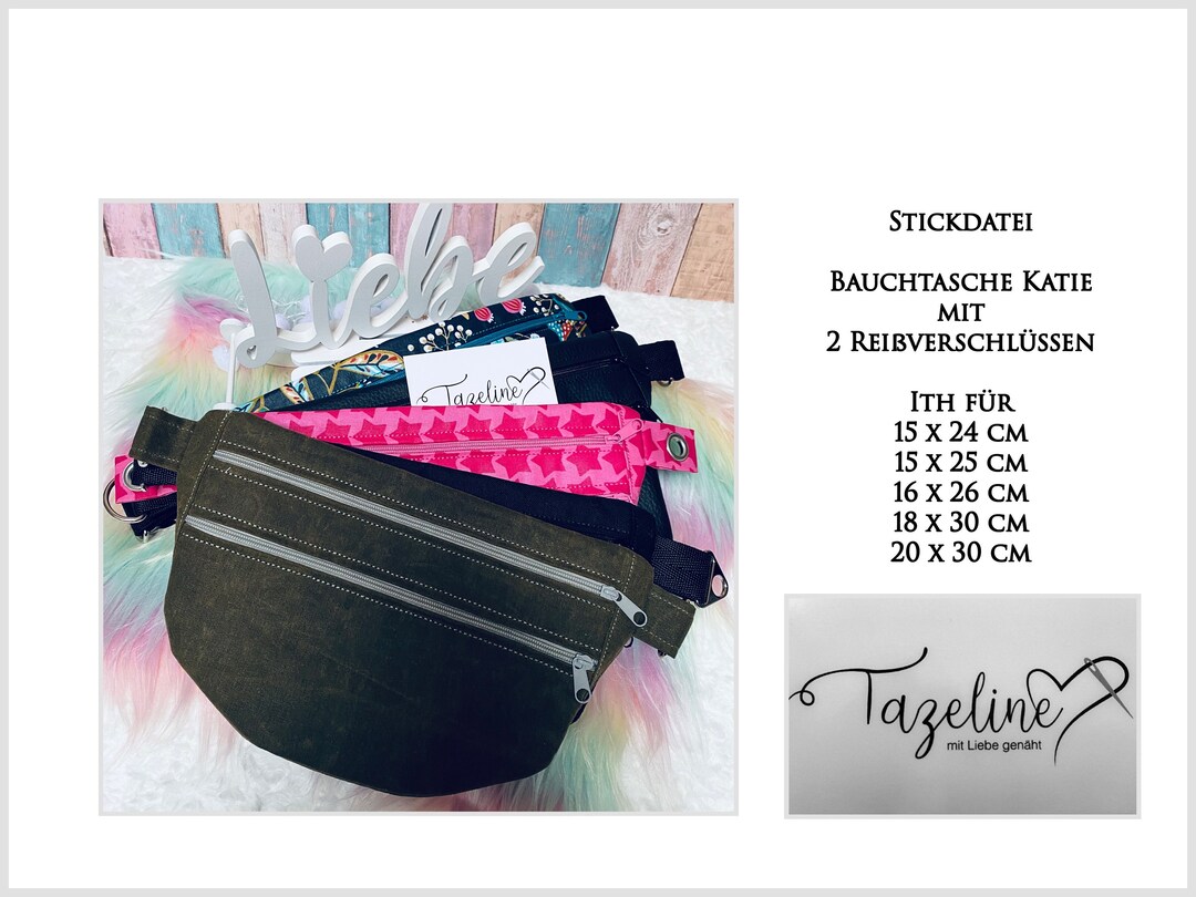 Embroidery File Bum Bag Ith Set 5 Sizes From 15 X 24 Cm to 20 X 30 Cm ...