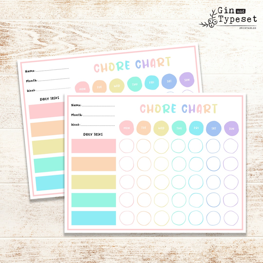 Printable Rainbow Chore Chart My Jobs Chart Daily - Etsy