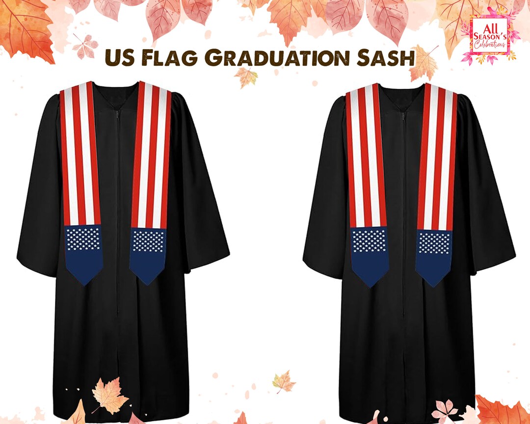 Country Flag Graduation Stole - Patriotic Graduation Stole Sash - USA ...