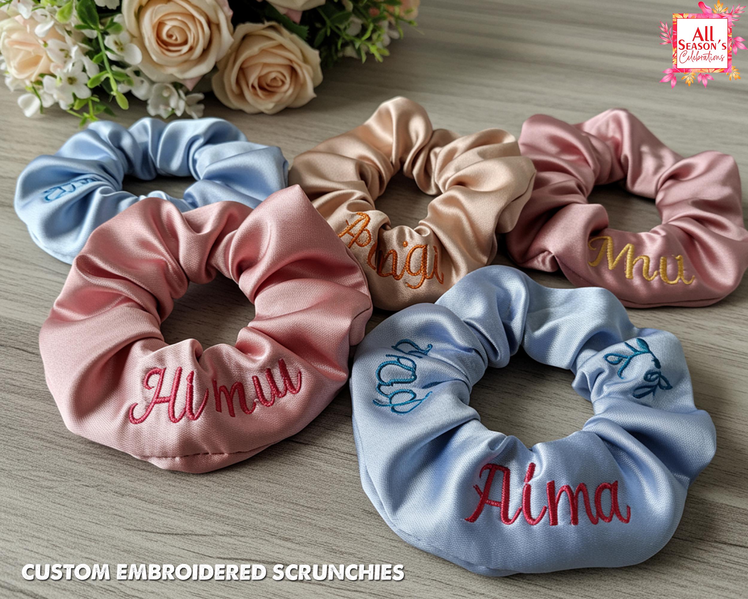 Custom Embroidered Name Hair Ties for Bridesmaids, Gifts, Parties ...