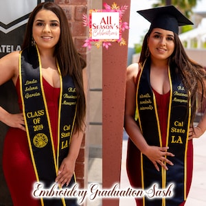 Customized Embroidery College Graduation Sash, Grad Sash, Gift for ...