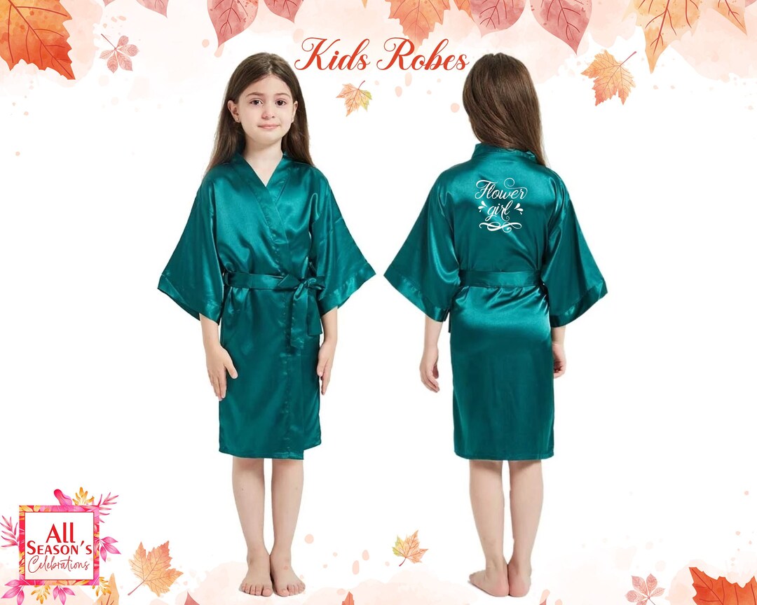 Kids Satin Robes, Flower Girl Robes, Mini Bride, Junior Bridesmaid Robe ...