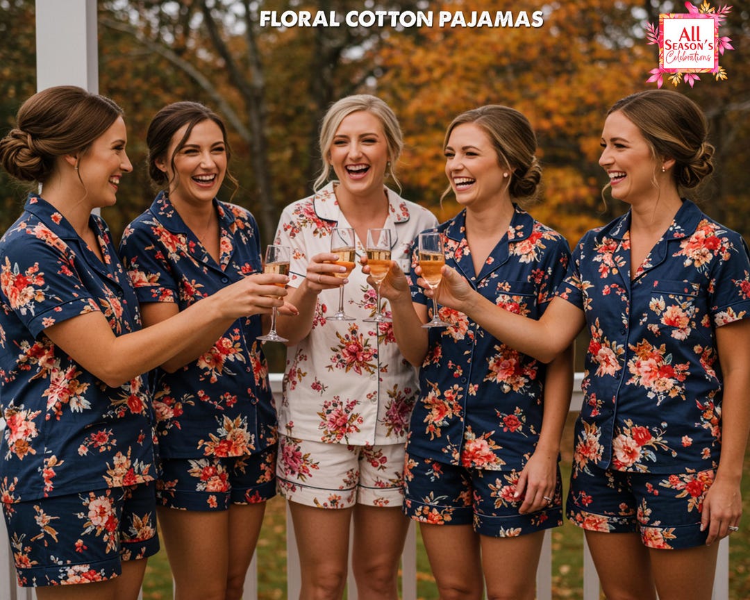 Cotton Floral Pjs | Floral Wedding Pjs | Bridesmaid Pajama Set ...