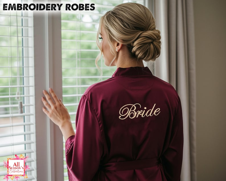 Premium Embroidered Robes Customized Embroidery Robes Bridal Robes ...