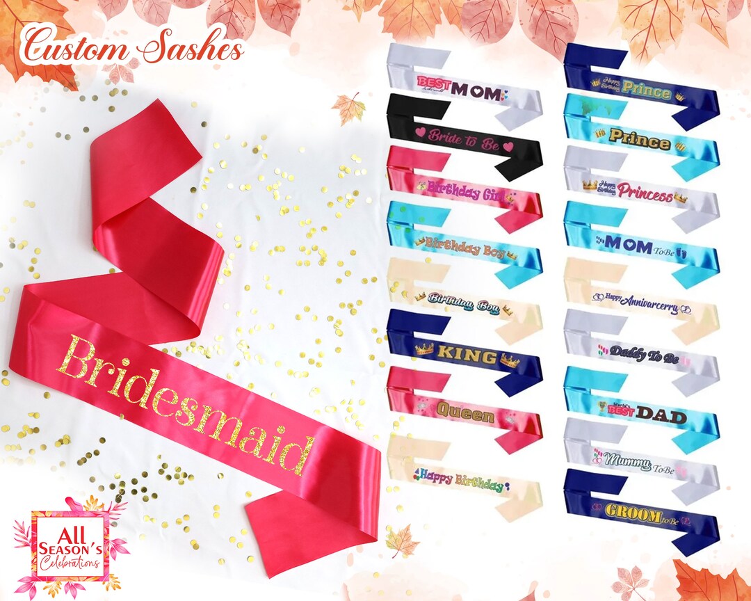 Your Text Sash Personalized Sash Customized Sash Bridal Sash Bridal ...