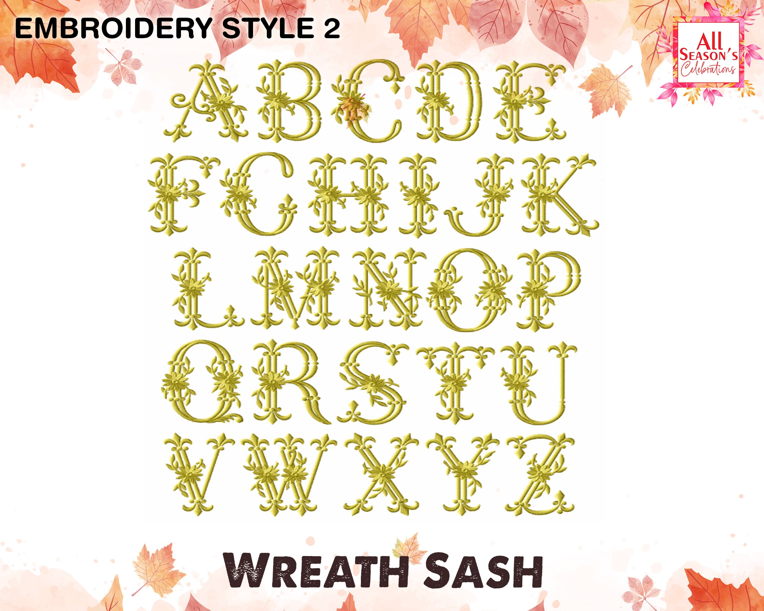 Wreath Sash Customize Wreath, Thanksgiving, Boxwood, Embroidered ...