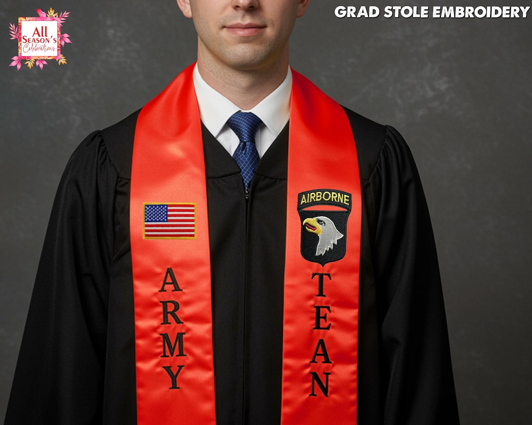 Custom Army Grad Sash Military Graduation Stole With Flag Embroidered ...
