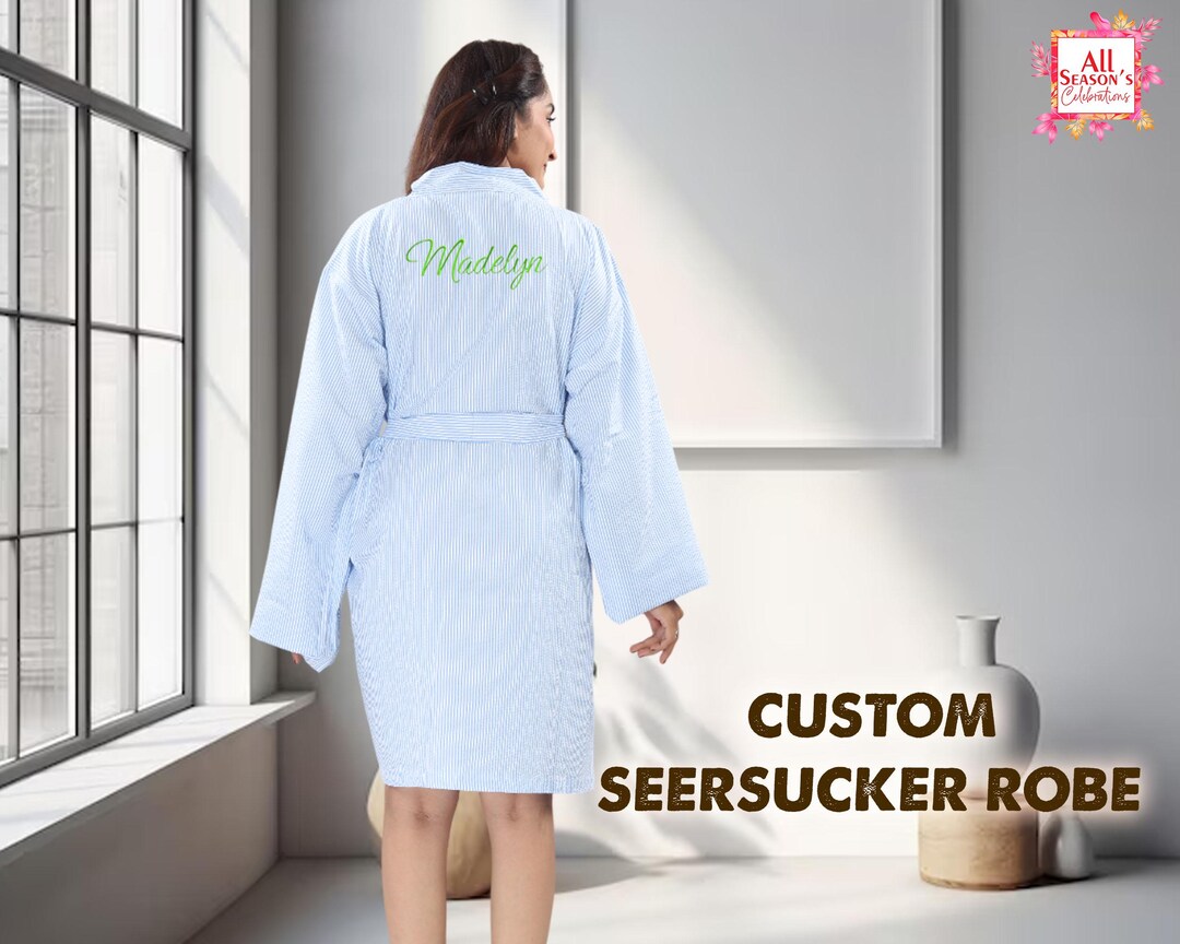 Custom Seersucker Robes Bridal Robes Personalized Robe Wedding Robes ...