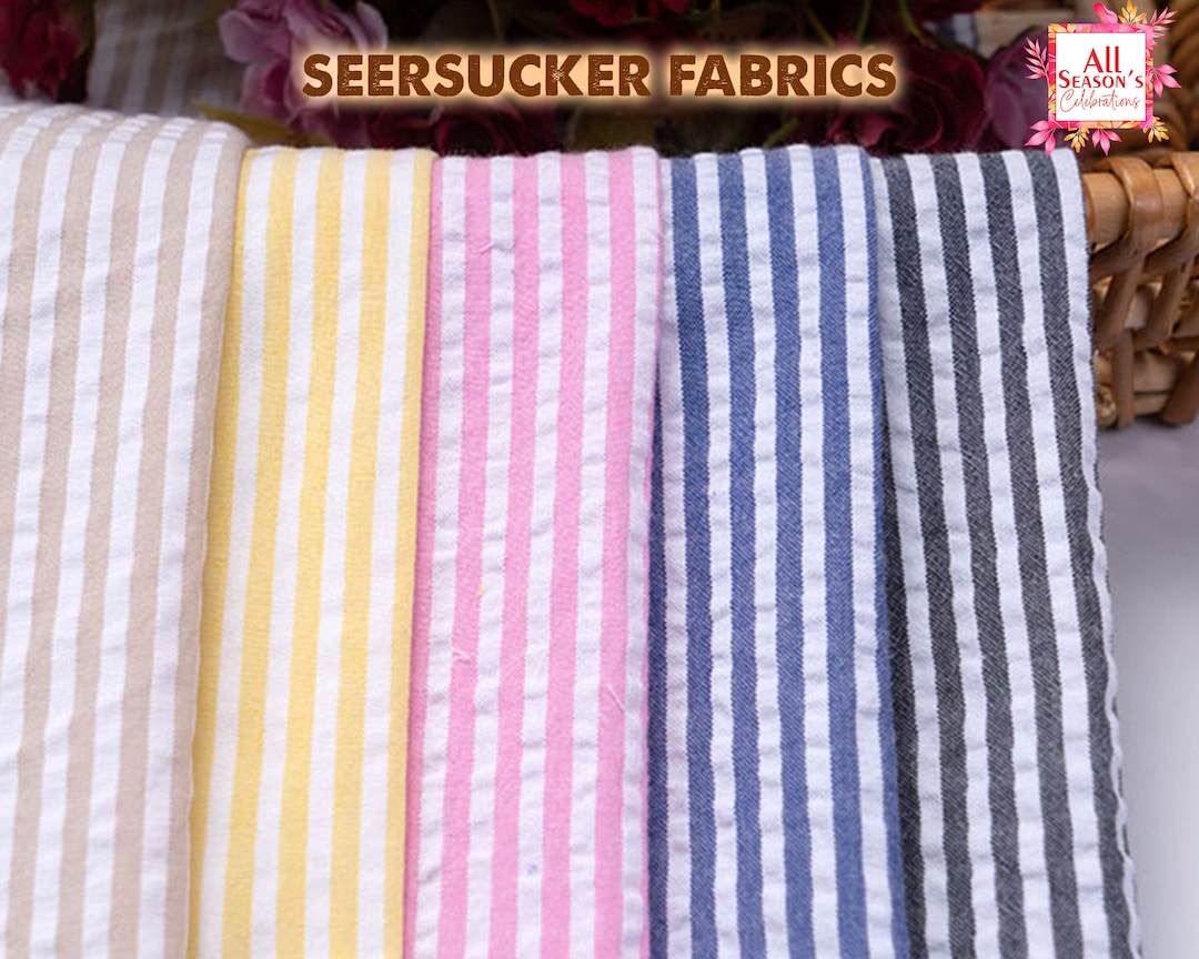Seersucker Fabric by the Yard Half Yard Many Colors Designer Seersucker ...