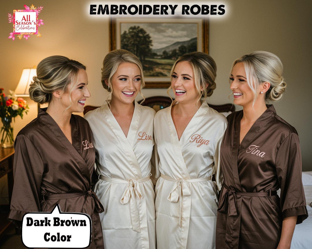 Premium Embroidered Robes Customized Embroidery Robes Bridal Robes ...