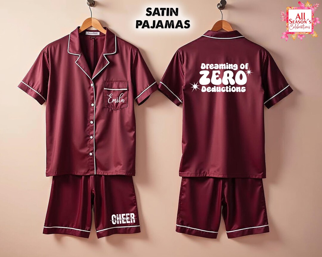 Custom Dreaming of Zero Deductions Pajama Set Cheer Team Pajama Sets ...