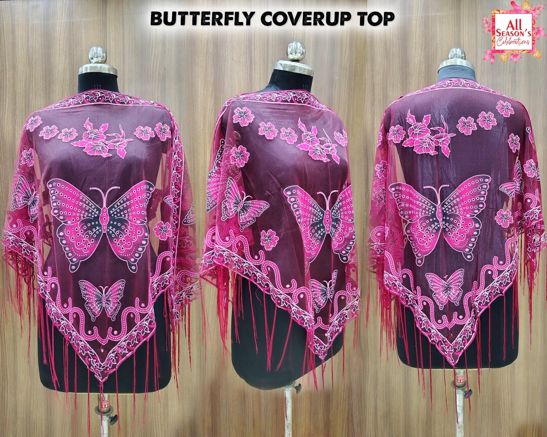 Buy 1 Get 1 Free Scalloped Flowers and Butterfly Poncho for Bridesmaid ...