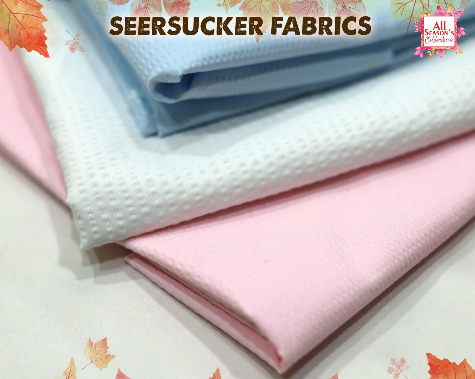 Seersucker Fabric by the Yard Half Yard Many Colors Designer Seersucker ...