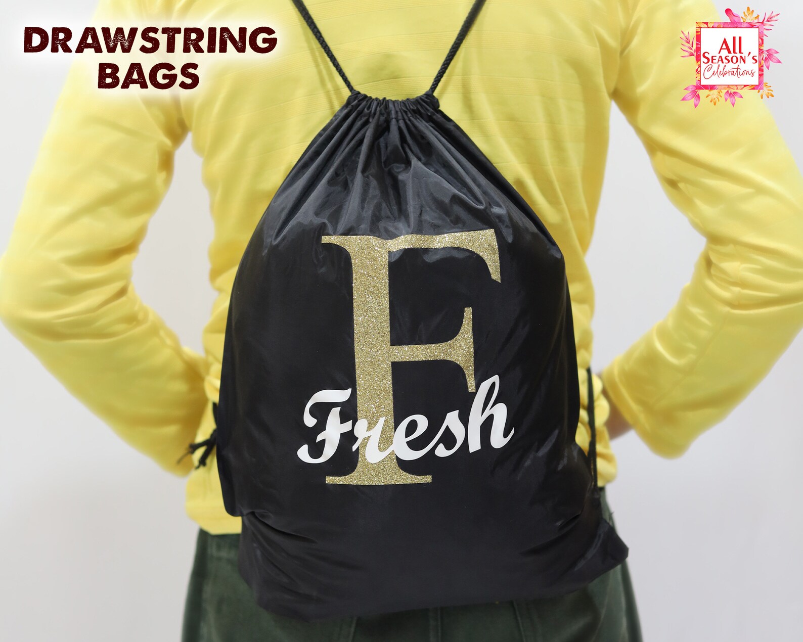 Personalized Name Drawstring Bag Customize Drawstring Custom Gym ...