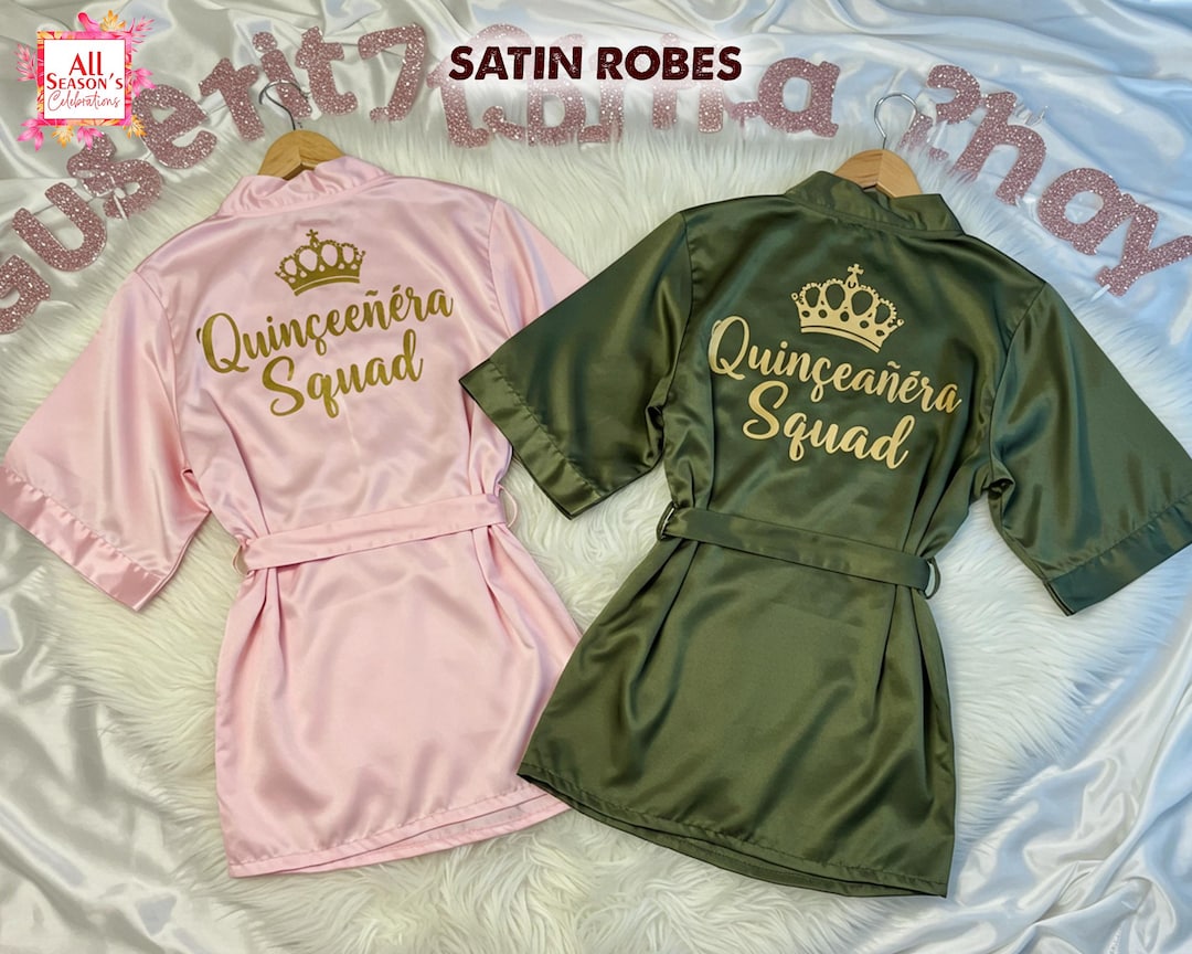Custom Mis Quince Anos Satin Robes Quinceañera Squad Robes Personalized ...