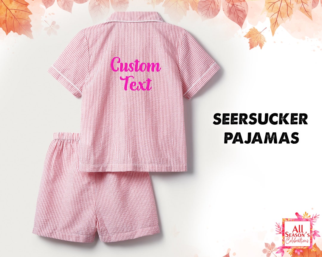 Seersucker Pajama Set Custom Seersucker Pajamas Set Personalized ...