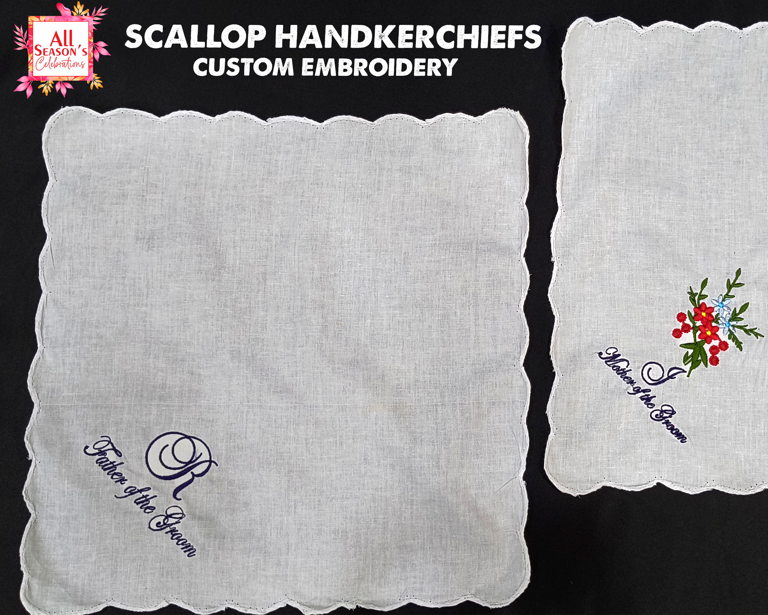 Custom Embroidery Handkerchiefs, Personalized Hanky, Bridesmaid ...