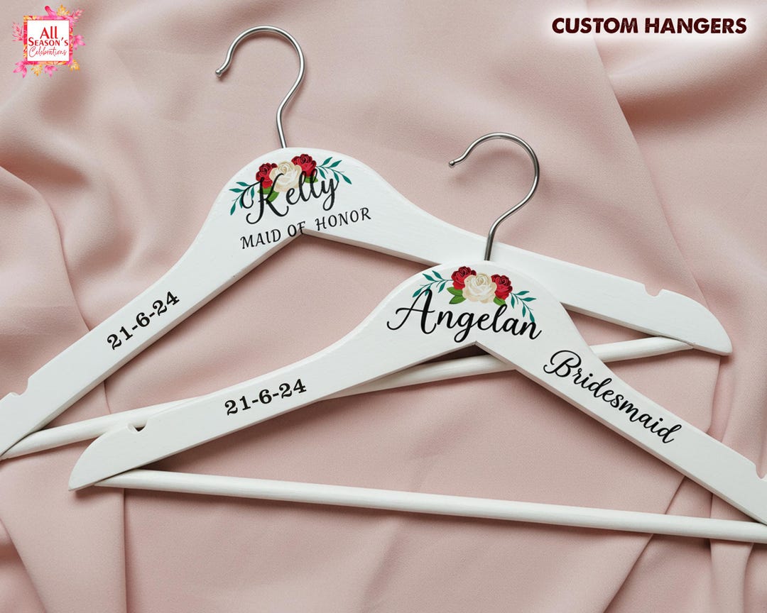 Personalized Floral Wedding Hanger – Bride & Groom Dress Hanger ...
