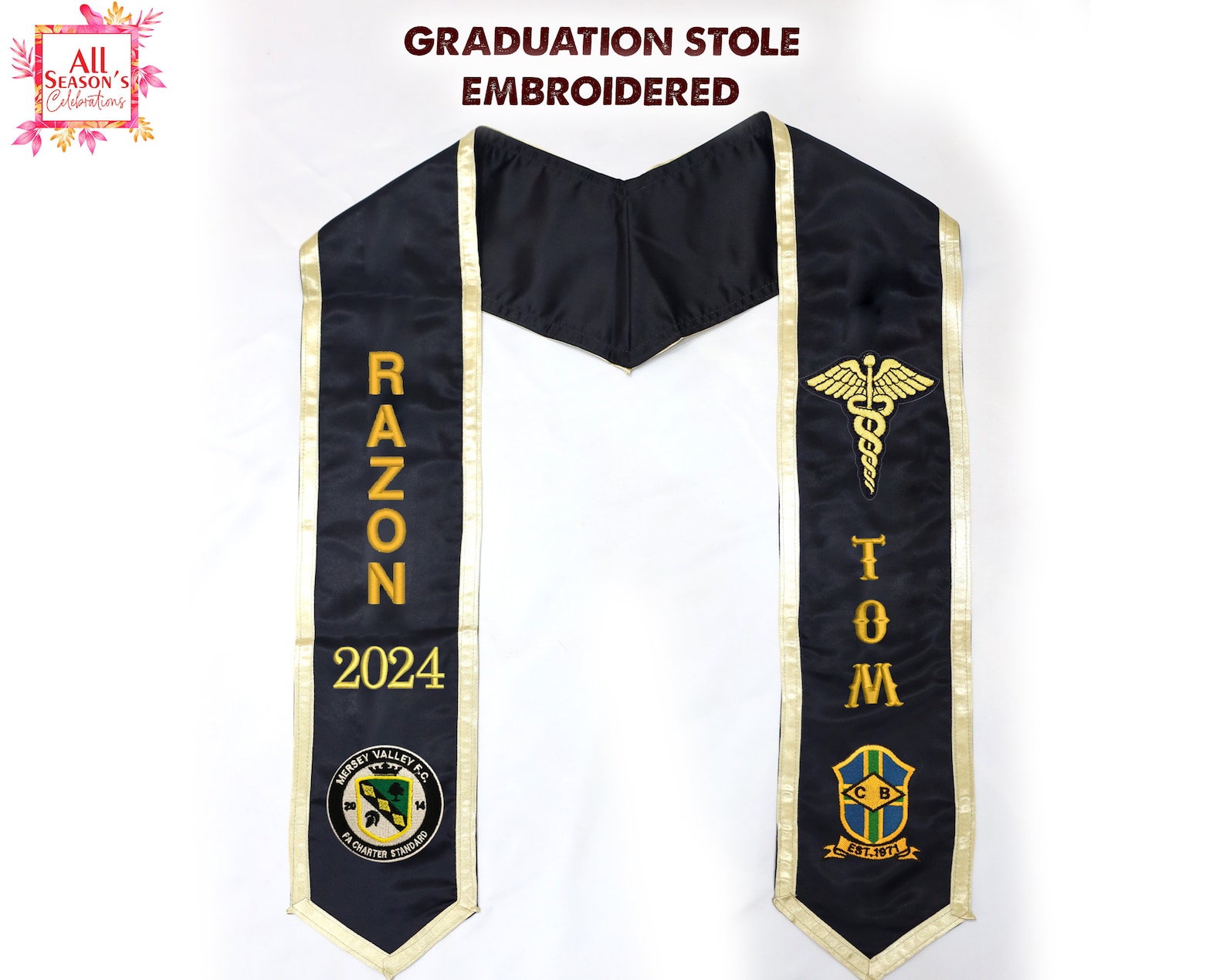 Embroidery Graduation Stole Personalized Nursing Stole Custom Text ...