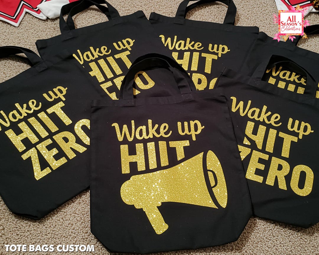 Custom Tote Wake up & Hit Zero Bags Shopping Tote Bags Custom Cheer ...
