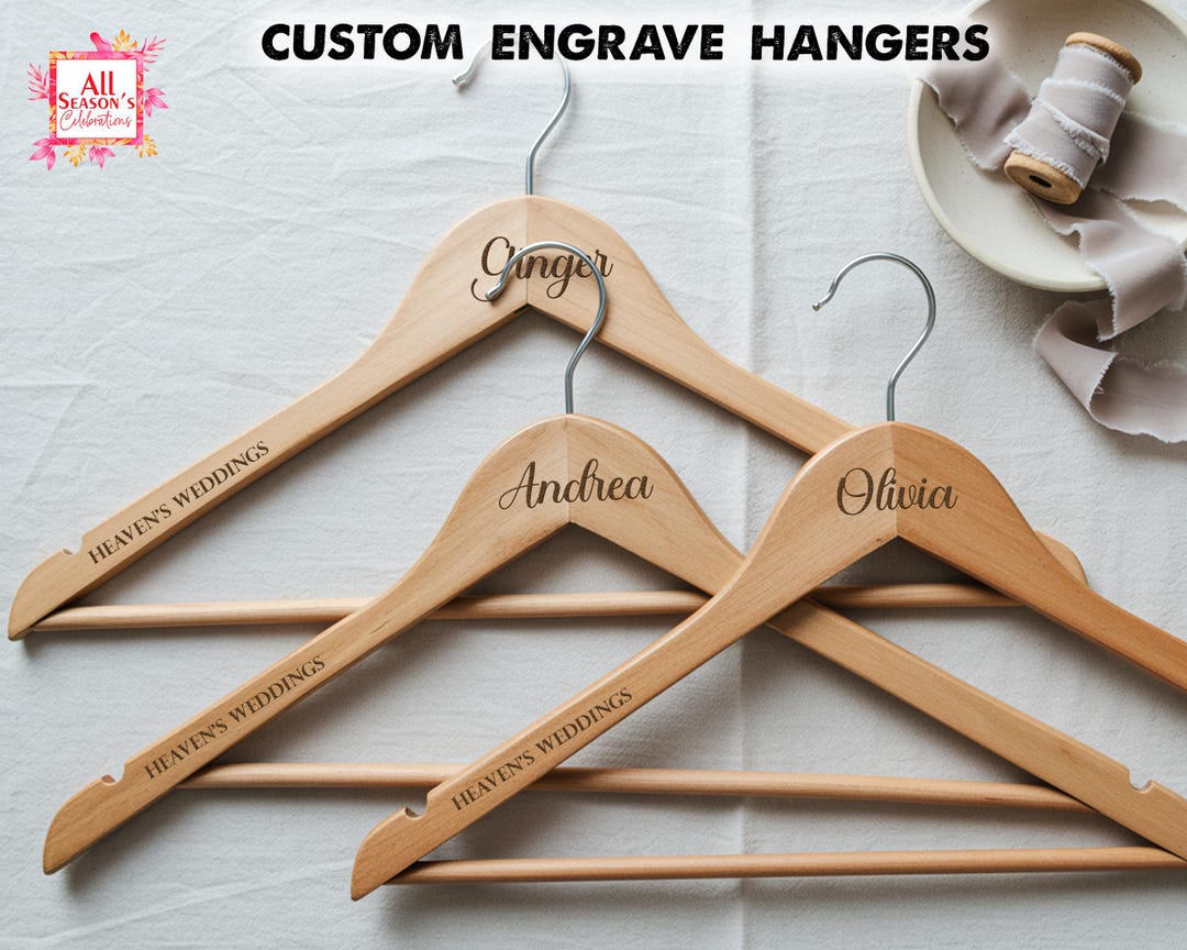 Engraved Bridal Hanger Custom Wooden Wedding Dress Hanger Personalised ...