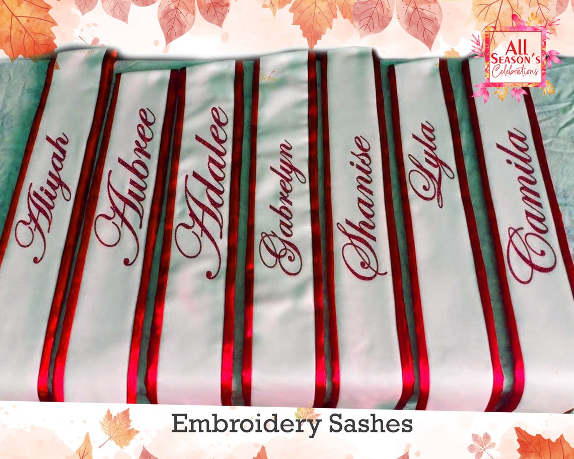 Personalized Embroidery Lace Sash Custom Lace Sash Lace Sash - Etsy