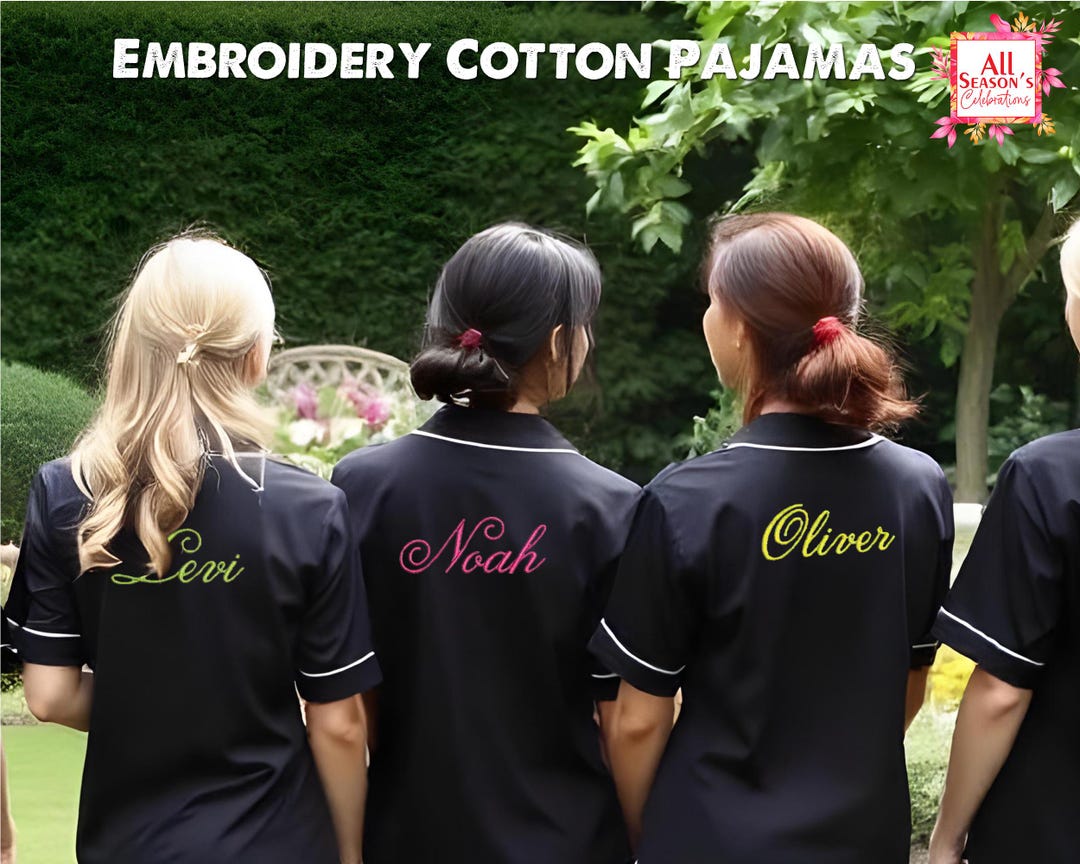 Personalized Embroidery Pajamas Custom Cotton Embroidery Pajamas Set ...