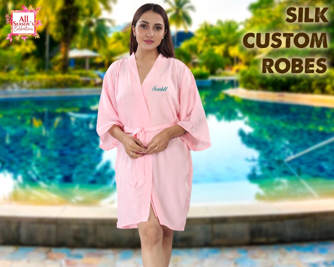 Custom Silk Robes Customized Flower Girl Kids Robes Personalized Silk ...