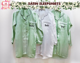 Personalized Sleep Shirt Cotton Sleep Shirts Customized Bridesmaid ...