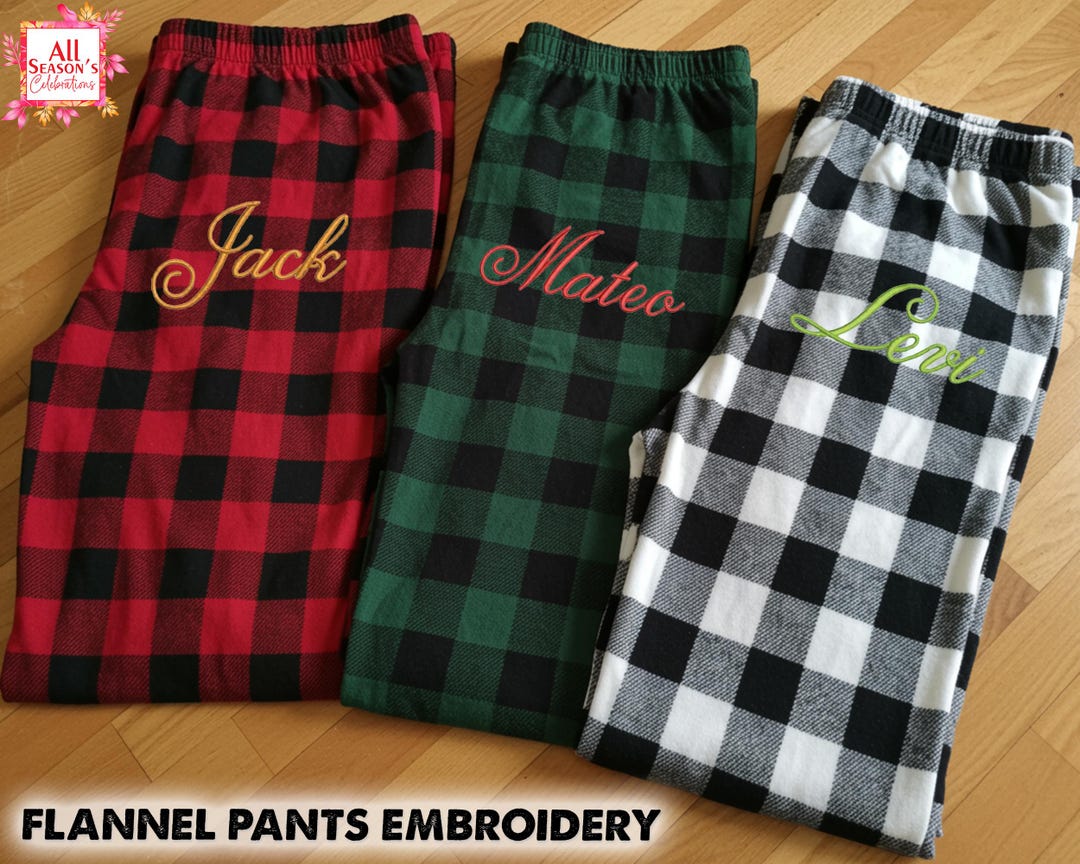 Luxury Embroidered Flannel Pants Personalized Lounge Pants | Bridal ...