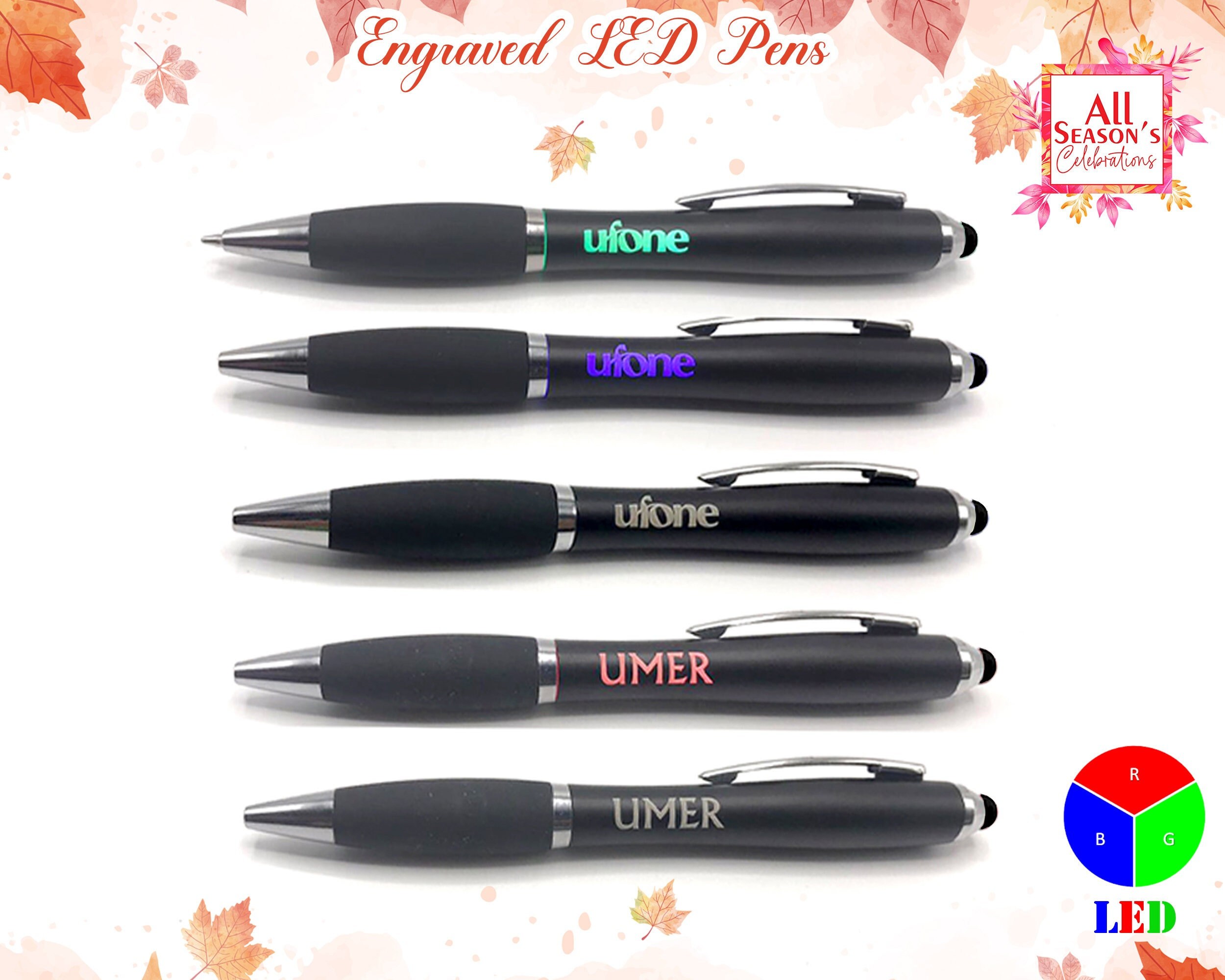 Personalized LED Pen Customized LED Pens With Stylus Custom - Etsy