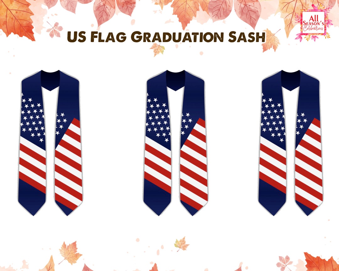 Patriotic Graduation Stole Sash USA Flag Graduation Stole Country Flag ...