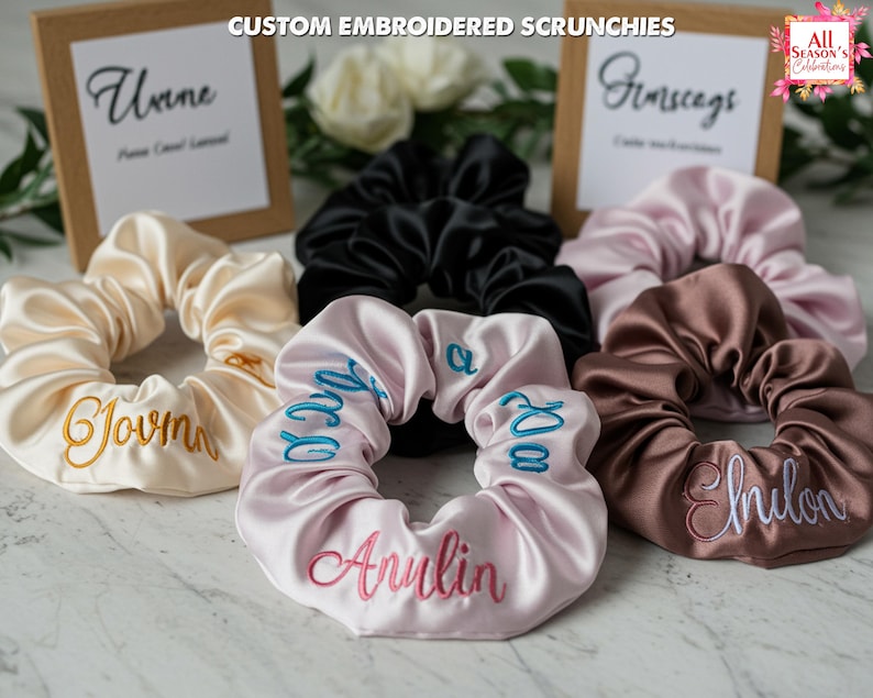 Custom Embroidered Name Hair Ties for Bridesmaids, Gifts, Parties ...