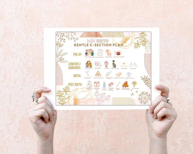 Gentle C-section Birth Plan L Visual Birth Plan L Birth Plan Template ...