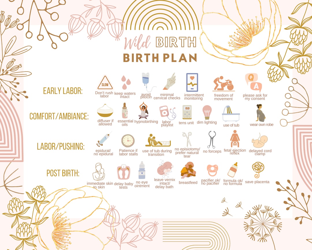 Visual Birth Plan L Natural Birth Template L Labor and Birth ...