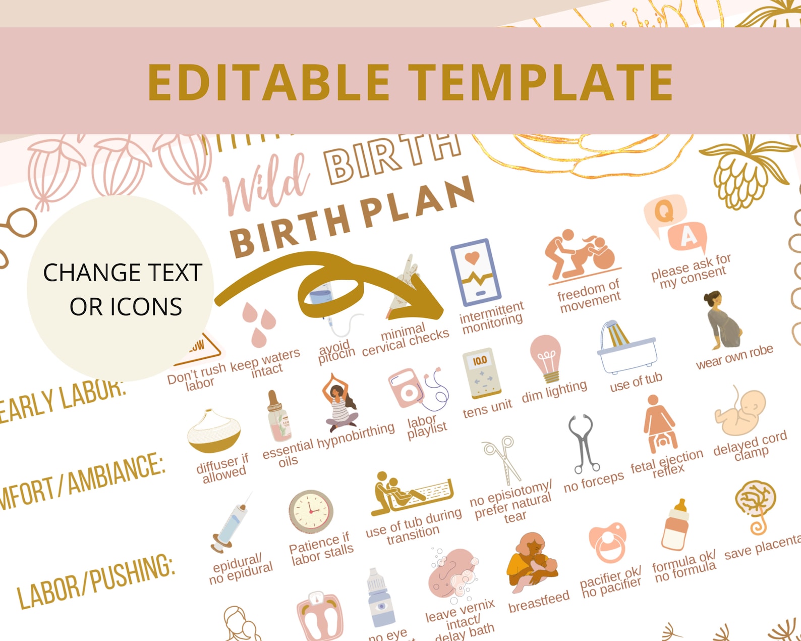 Visual Birth Plan L Natural Birth Template L Labor and Birth ...