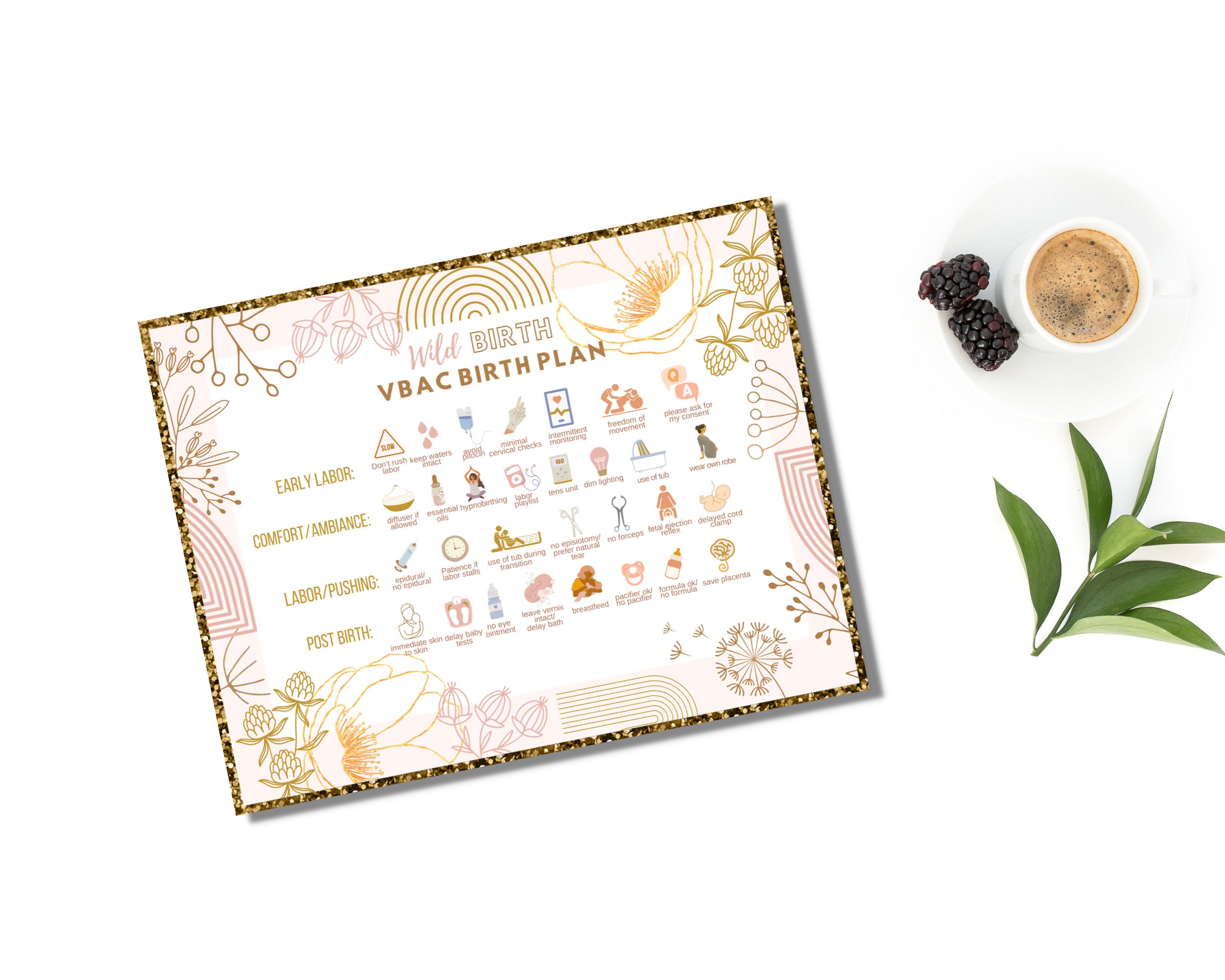 Printable Birth Template L VBAC Birth Plan L Labor and Delivery Tools L ...