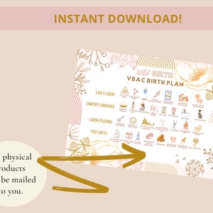 Printable Birth Template L VBAC Birth Plan L Labor and Delivery Tools L ...