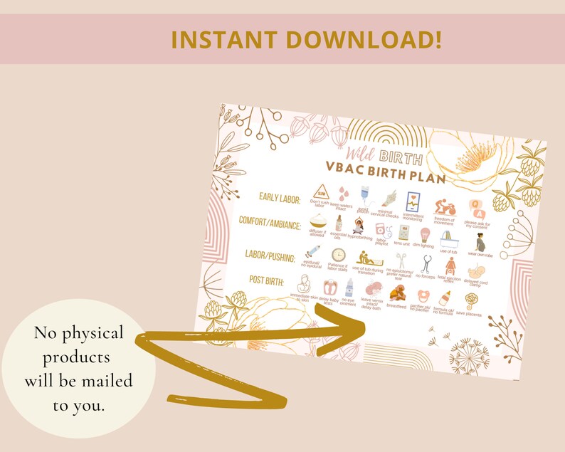 Printable Birth Template L VBAC Birth Plan L Labor and - Etsy