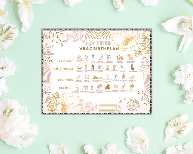 Printable Birth Template L VBAC Birth Plan L Labor and Delivery Tools L ...