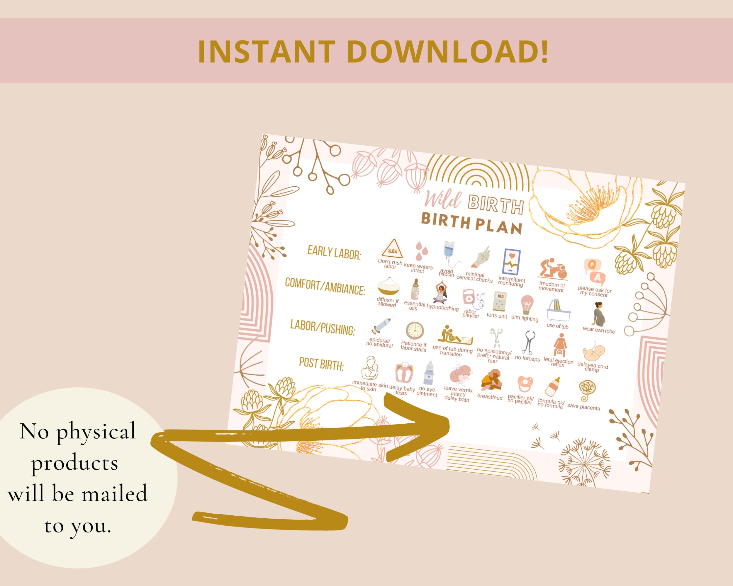 Visual Birth Plan L Natural Birth Template L Labor and Birth ...