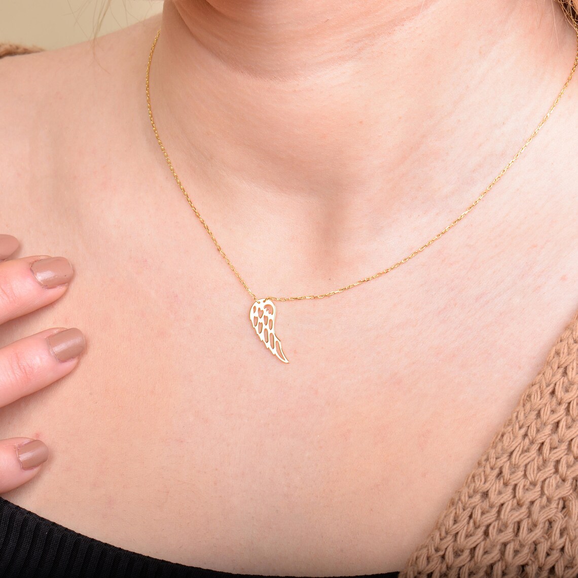 One Wing Necklace, Single Wing Necklace, Angel Wing Pendant, Guardian ...
