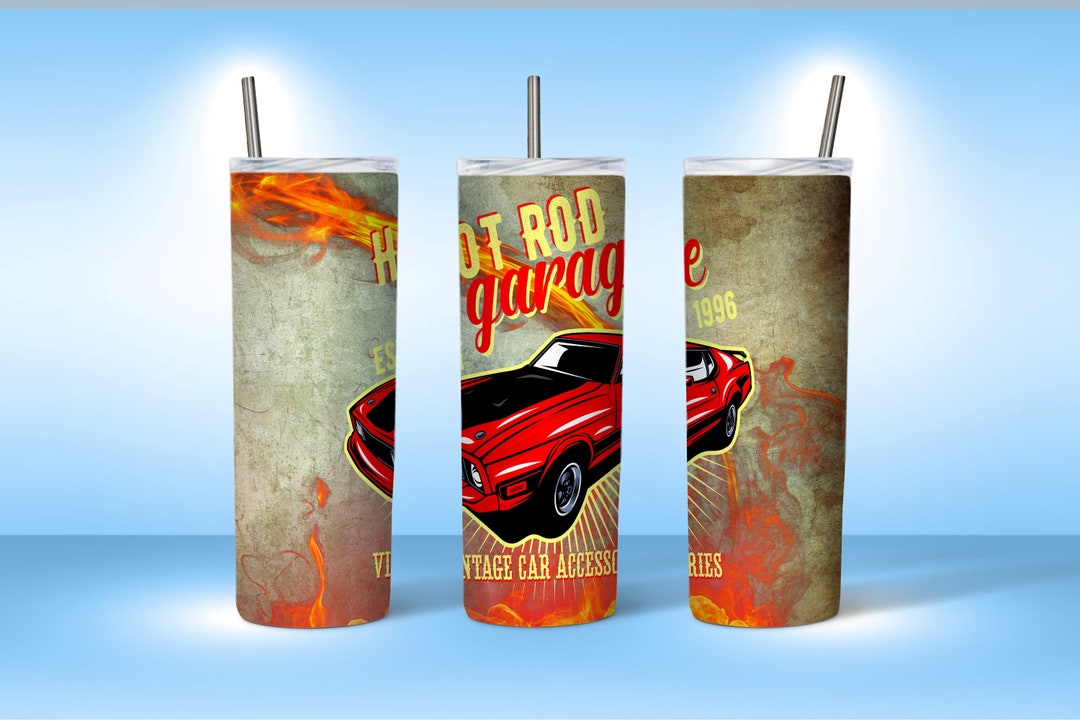 Hot Rod, 20oz Skinny Tumbler Sublimation Vintage Car Tumbler PNG File ...