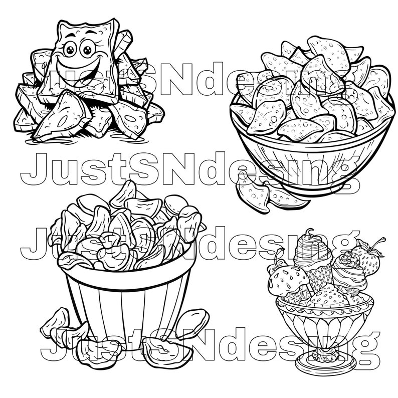 Fast Food Coloring Pages , Fruits Coloring Pages, Dessert Printable ...