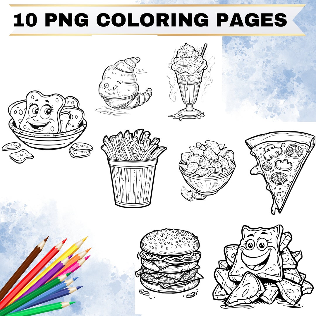 Fast Food Coloring Pages , Fruits Coloring Pages, Dessert Printable ...