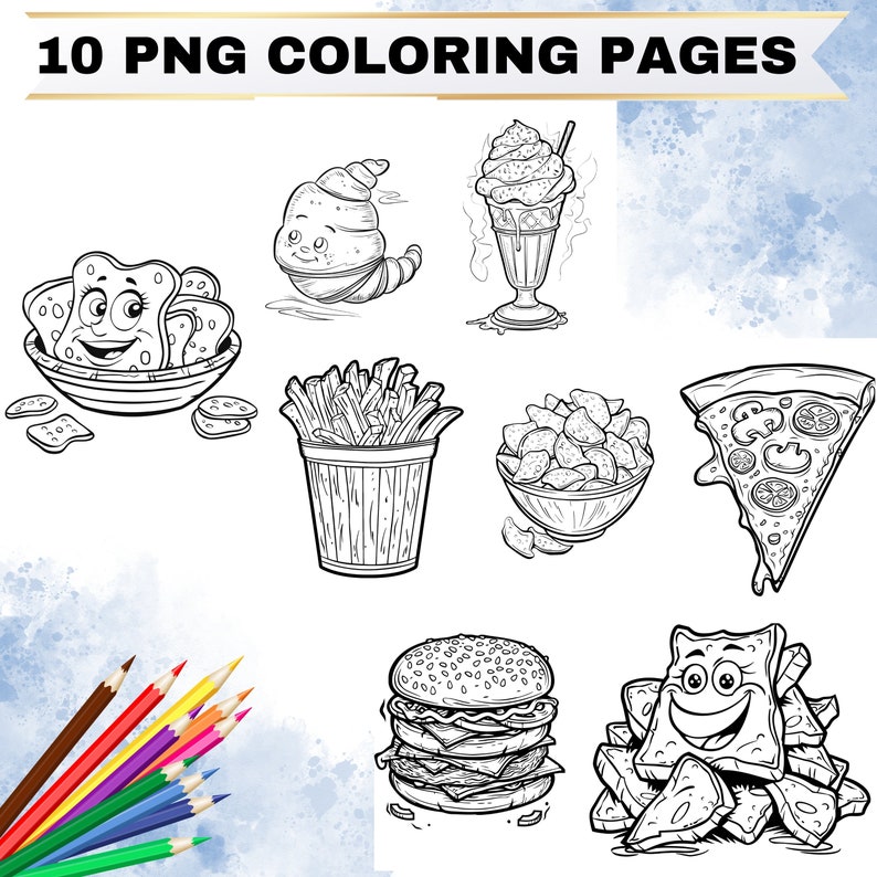 Fast Food Coloring Pages , Fruits Coloring Pages, Dessert Printable ...